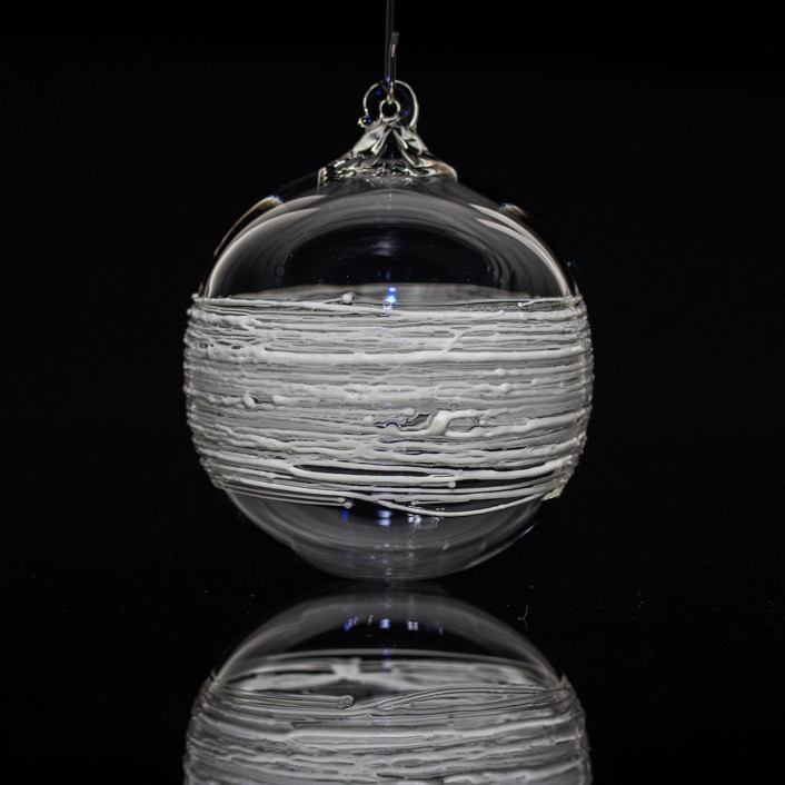 White Wrapped Ornament Decorative Object by Albrecht Art Glass | Minted