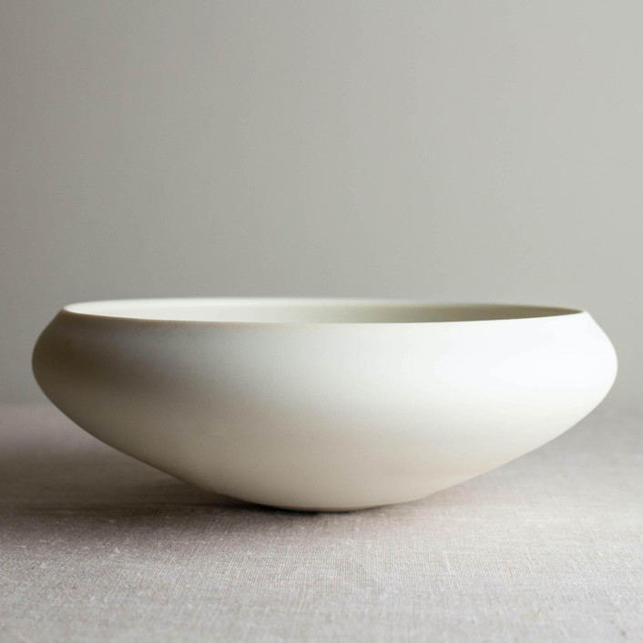Graceful Crystalline White Matte Glazed Bowl Decorative Object by Lisa ...