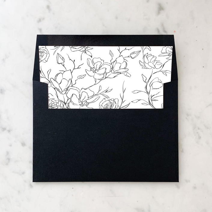 A7 Envelope Liners Black Flower Sketch Square Flap (set of 10) Envelope ...