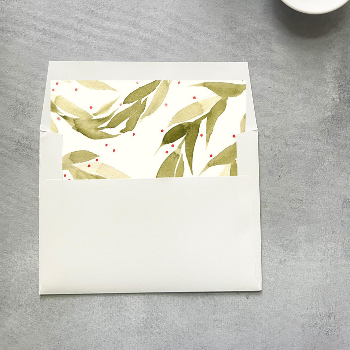 Mistletoe Wreath Square Envelope Liner | Set of 10 Envelope Liners by ...