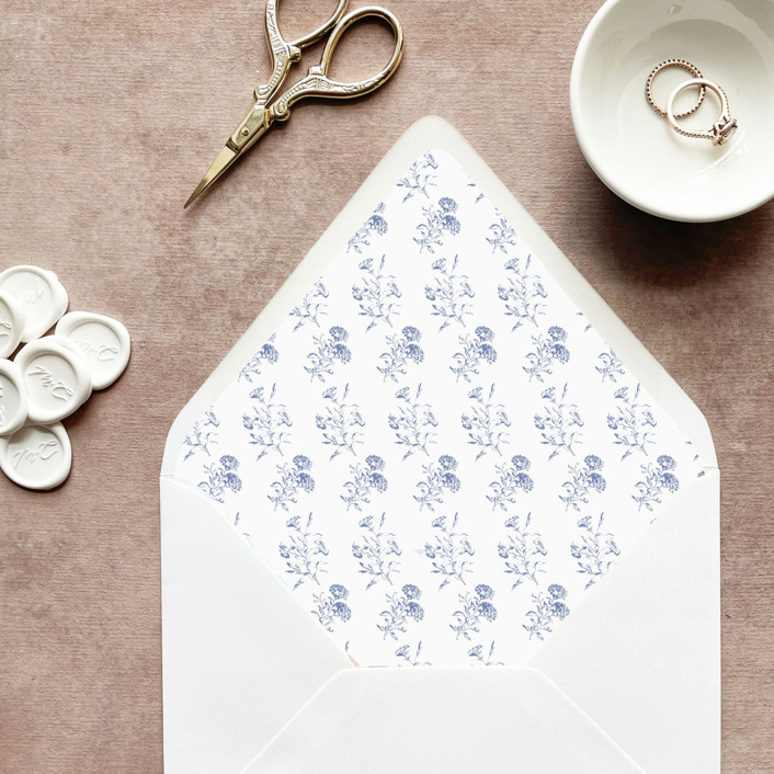 Blue Toile Envelope Liner | Set of 10 | For 5x7” invitations Envelope ...