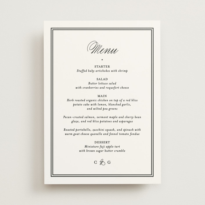 Timeless Together Menus by Carolyn MacLaren | Minted