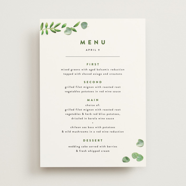 Leaf Arc Menus by Ariel Rutland | Minted