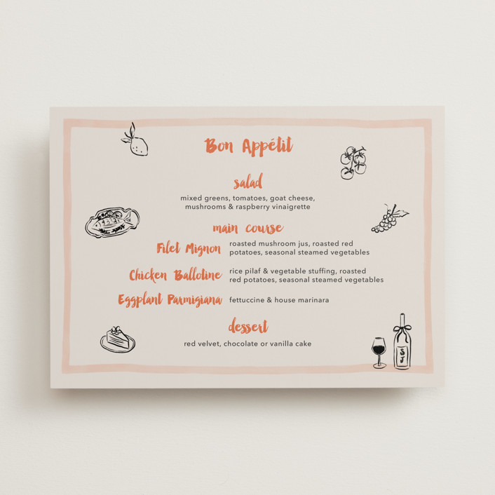 Dinner Sketch Menus by Elly | Minted