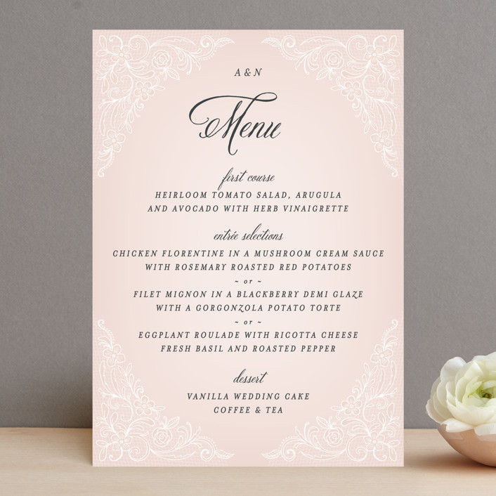 Elegant Lace Menus by Hooray Creative | Minted