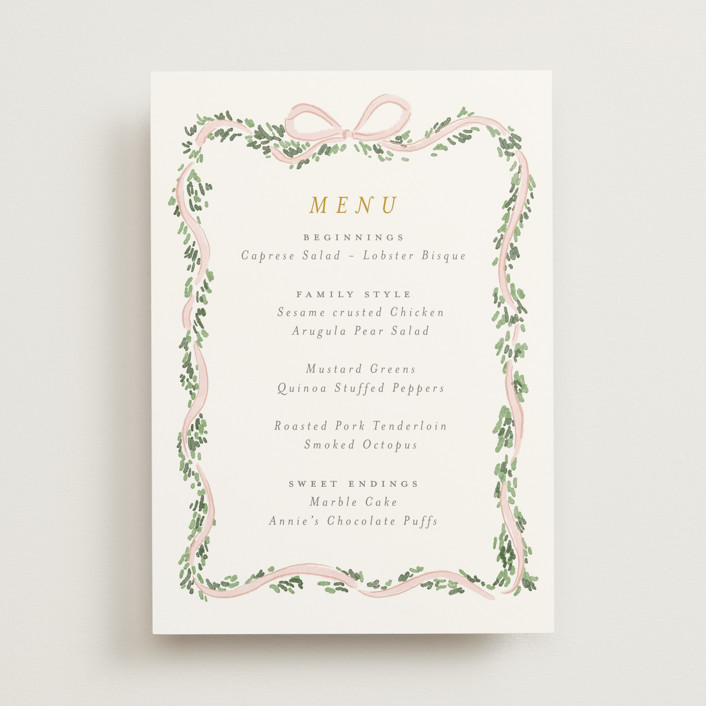 Ribbonly Frame Menus by Itsy Belle Studio | Minted