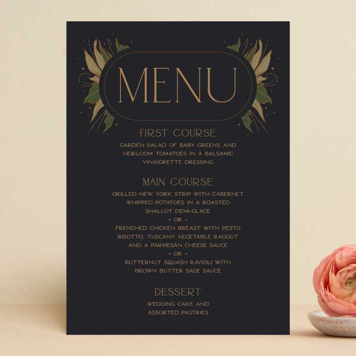 Elegant Leaves Menus by GeekInk Design | Minted