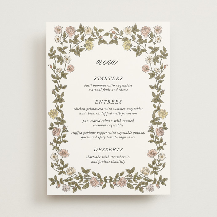 Vintage Roses Menus by Cedar and Grey | Minted