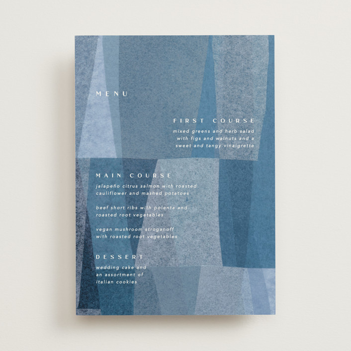 denim patchwork Menus by Carrie Moradi | Minted