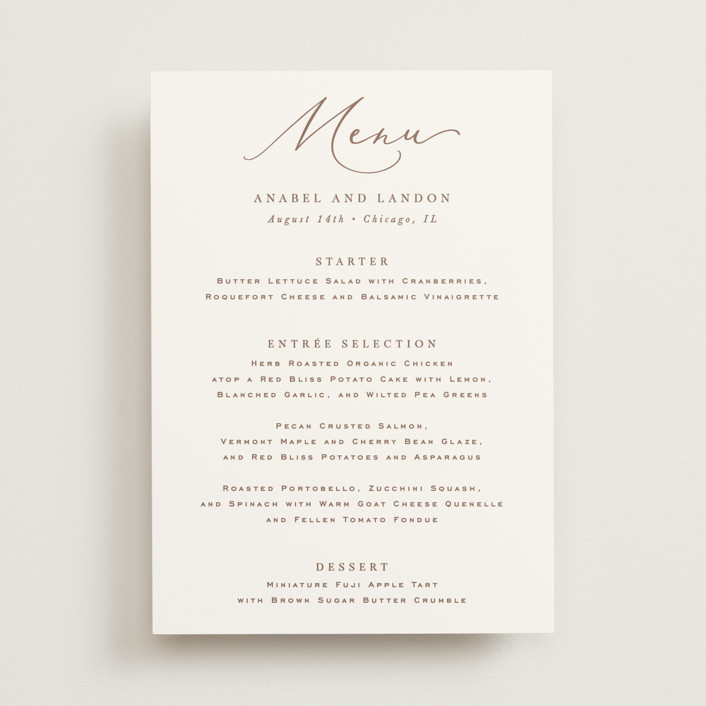 Luxe script Menus by Hooray Creative | Minted