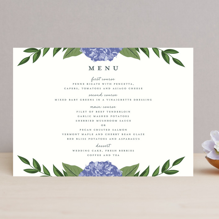 Hydrangea Frame Menus by Susan Moyal | Minted