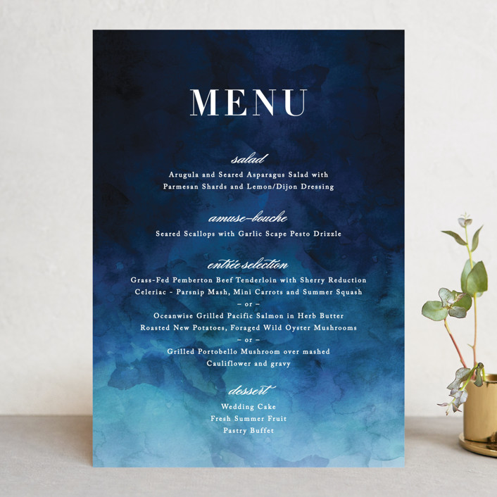 Indigo Sea Menus by Kelly Schmidt | Minted