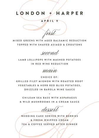 Twirl Monogram B Menu Cards by Ariel Rutland | Minted
