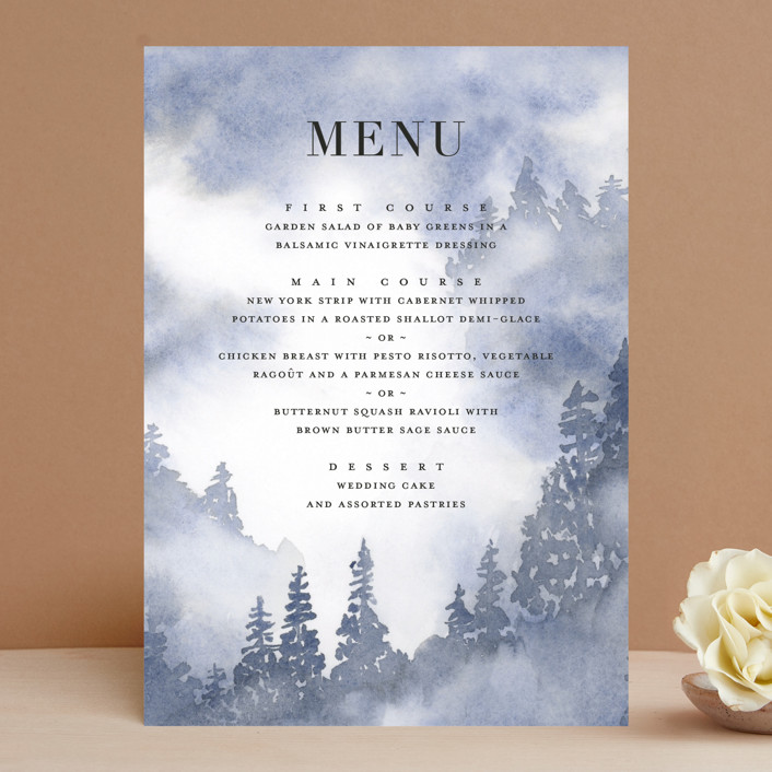 Misty trees Menus by Stacey Meacham | Minted