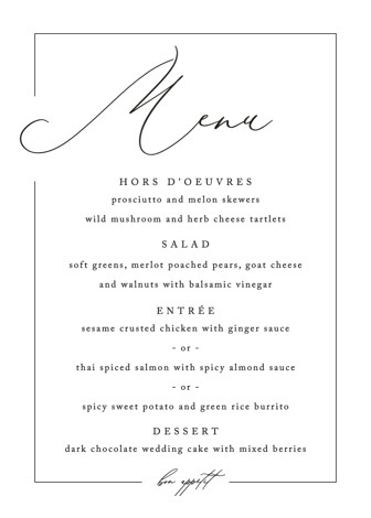 Love Story Menus by Liz Conley | Minted