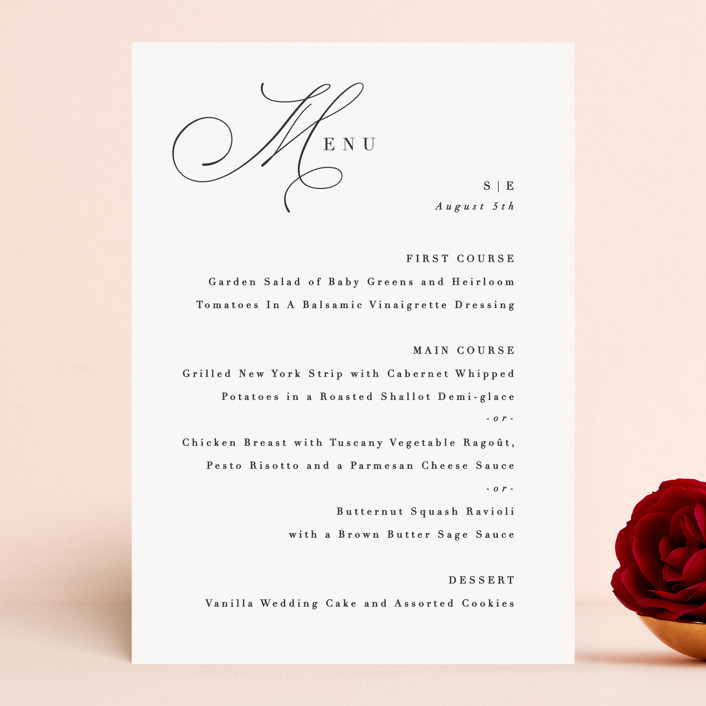 Flowing Initials Menus by Hooray Creative | Minted