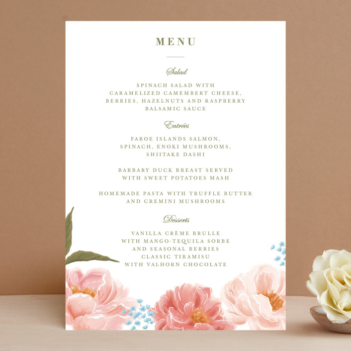 Peony Gardens Menus by Inna Moreva | Minted