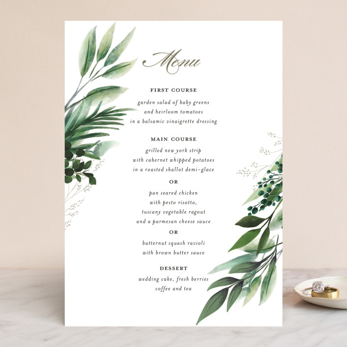 Mixed Greenery Menus by Susan Moyal | Minted