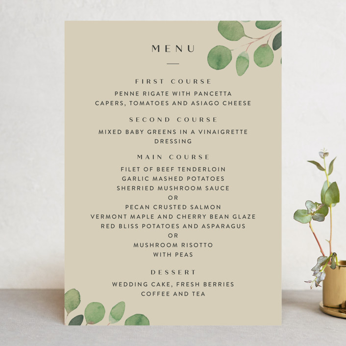 Modern Leaves Menus by Shannon Chen of Four Wet Feet Studio | Minted