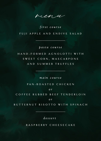 emerald Menus by Andrea Cernin | Minted