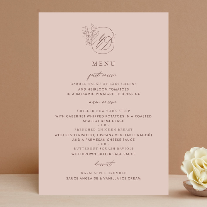 Delicate monogram Menus by Lucrecia Caporale | Minted