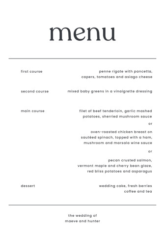 Memo Menus by Blustery August | Minted