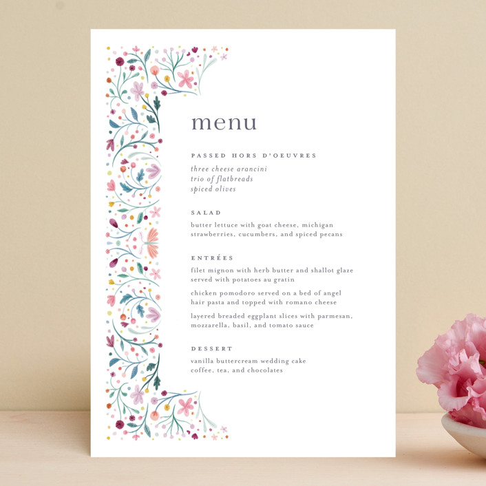 Delicate Garden Menus by Ashley DeMeyere | Minted