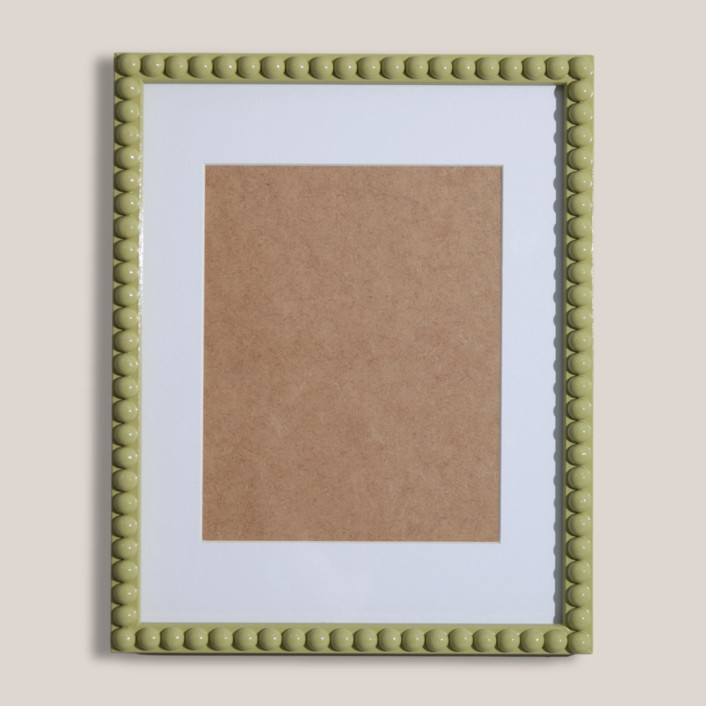 Matcha Beaded Frame with White Mat Frames by Lily Field Studio | Minted