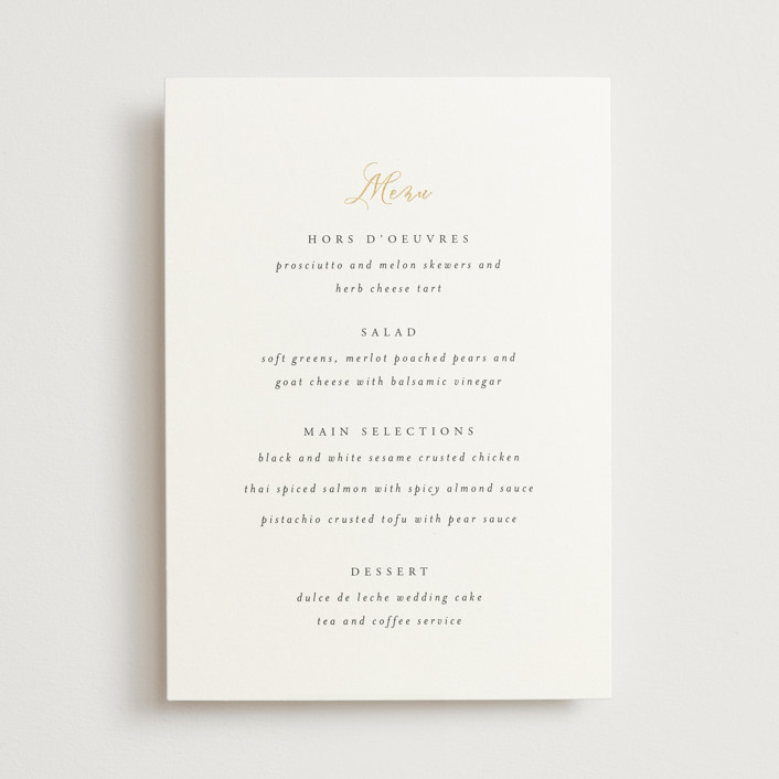 You & Me Foil-Pressed Menus by Design Lotus | Minted