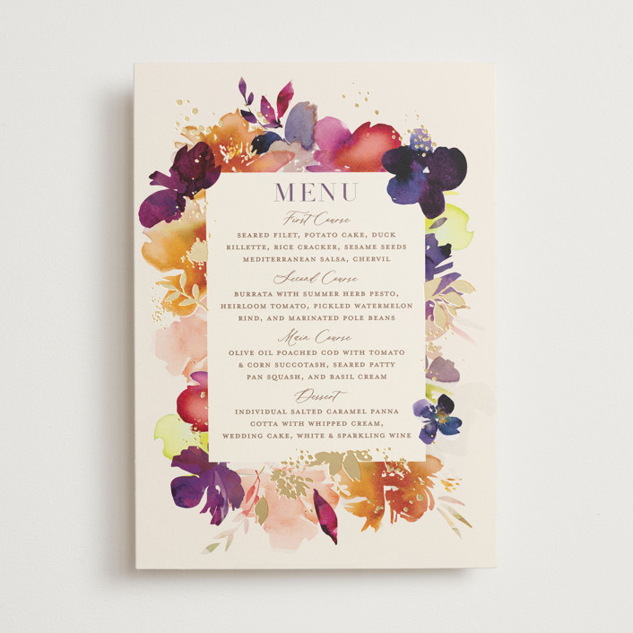 Bouquet Foil-Pressed Menus by Lori Wemple | Minted