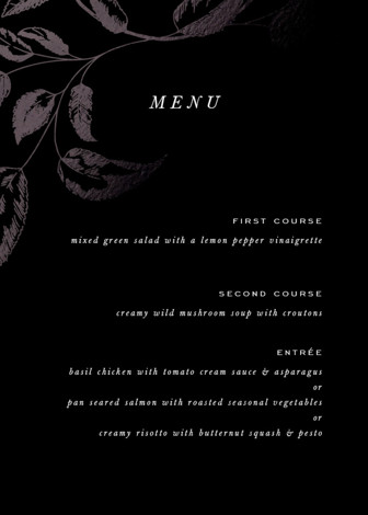 Halcyon Foil-Pressed Menus by Leah Bisch | Minted