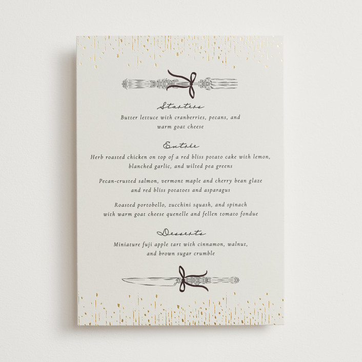 Hand Illustrated Whimsical Chandelier Foil-Pressed Menus by Jackie ...