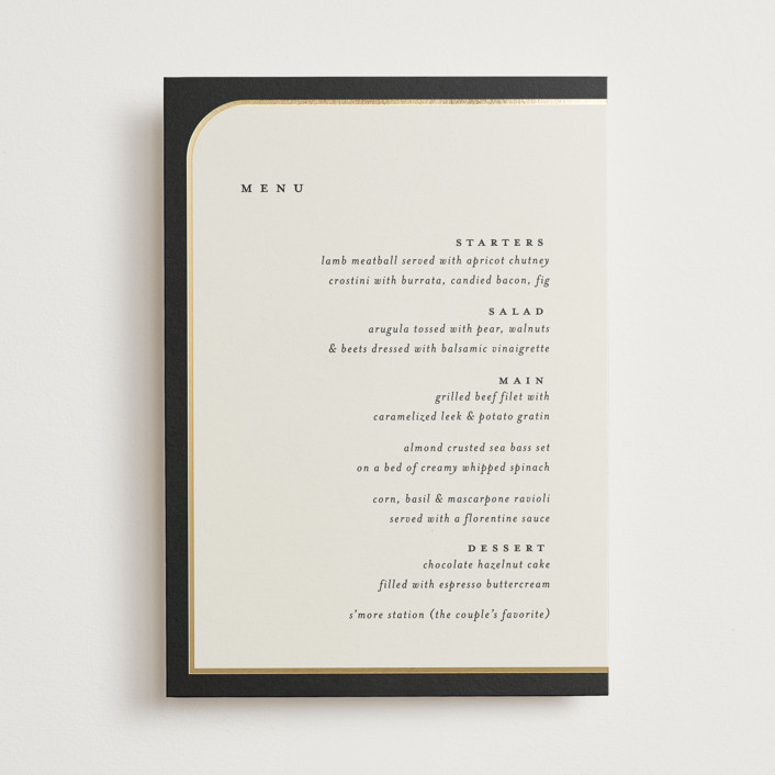 Tuxedo Foil-Pressed Menus by Carolyn Nicks | Minted