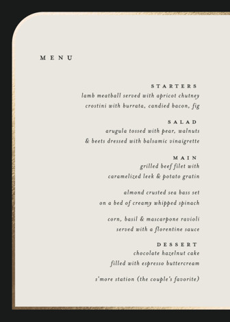 Tuxedo Foil-Pressed Menus by Carolyn Nicks | Minted