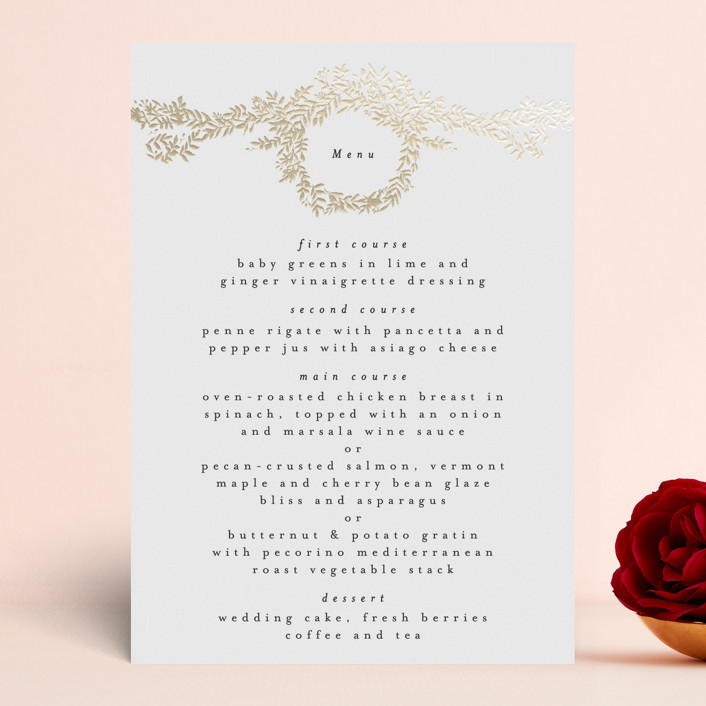 formal fancy monogram Foil-Pressed Menus by Phrosné Barwood | Minted