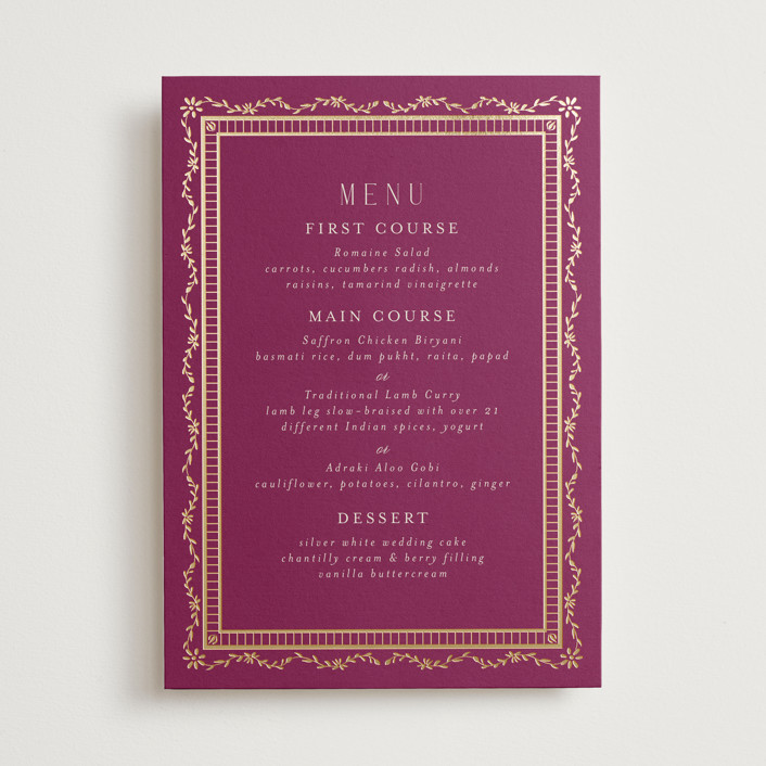 Amber Palace Foil-Pressed Menus by Chris Griffith | Minted