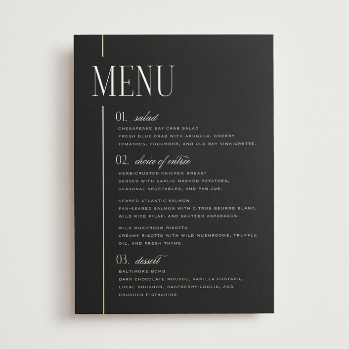 Linear Foil-Pressed Menus by Laura Hankins | Minted