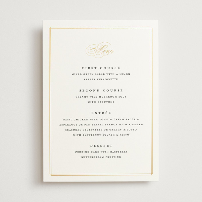 Timeless Foil-Pressed Menus by Erica Krystek | Minted