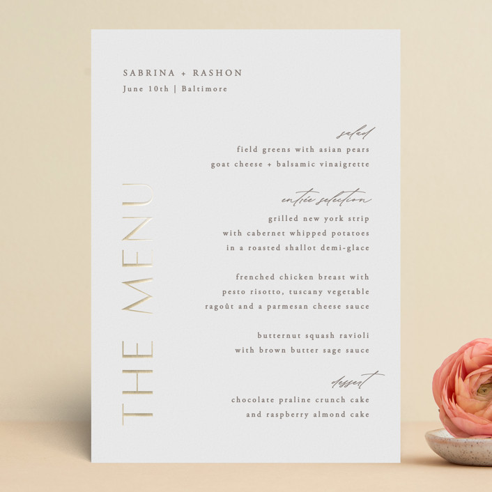 Gilded Ampersand Foil-Pressed Menus by Hooray Creative | Minted