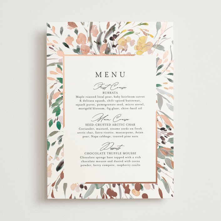 Undone Foil-Pressed Menus by Itsy Belle Studio | Minted