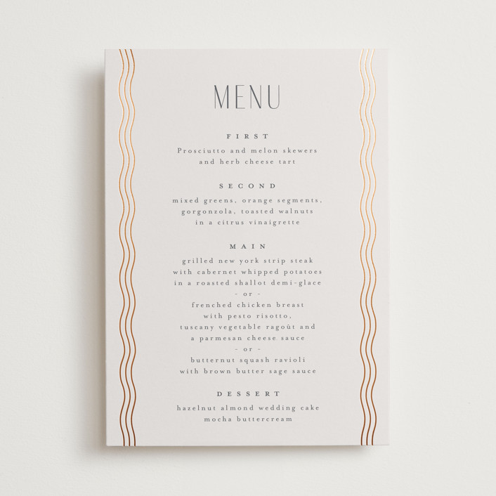 Newberry Foil-Pressed Menus by Kristie Kern | Minted