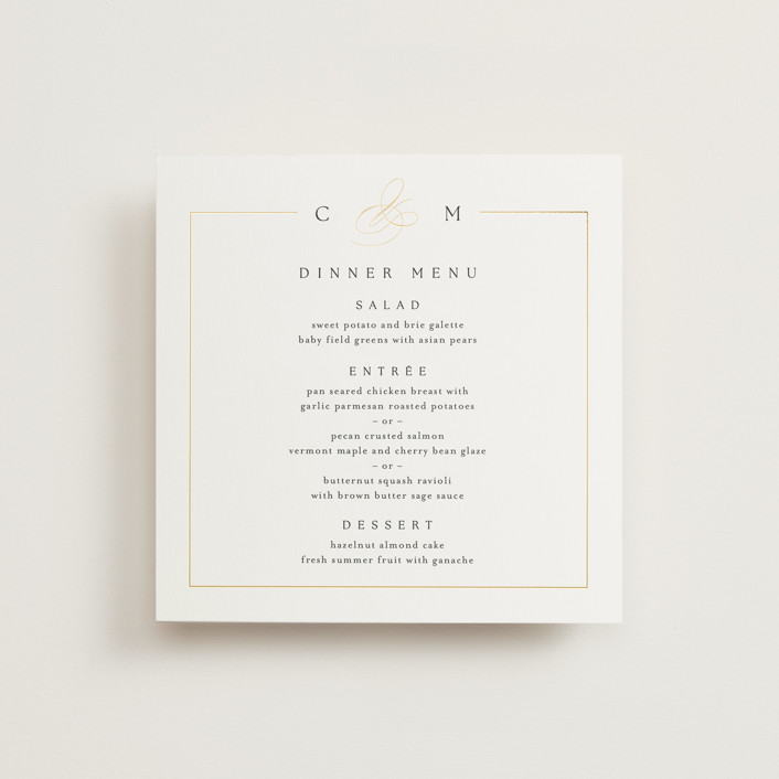 Framed Monogram Foil-Pressed Menus by Kelly Schmidt | Minted