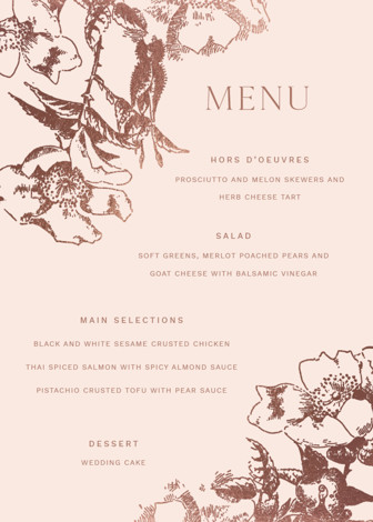 mon amour Foil-Pressed Menus by Design Lotus | Minted