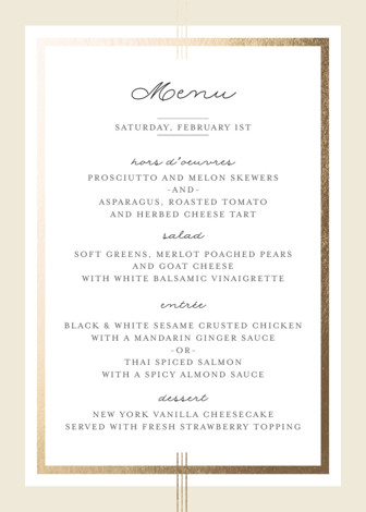 Three Classic Lines Foil-Pressed Menus by fatfatin | Minted