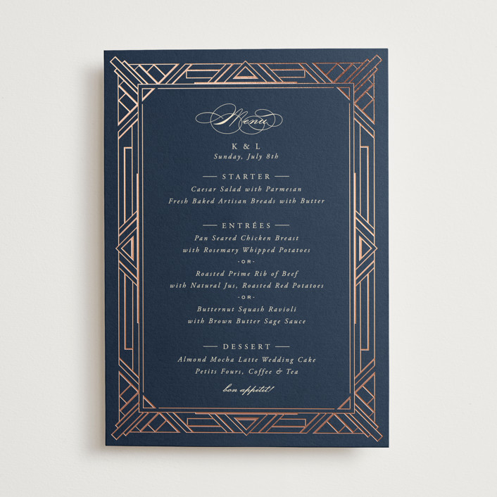 Opulent Border Foil-Pressed Menus by Hooray Creative | Minted