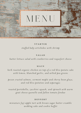 Gilded birch bark Foil-Pressed Menus by Heather Schertzer | Minted