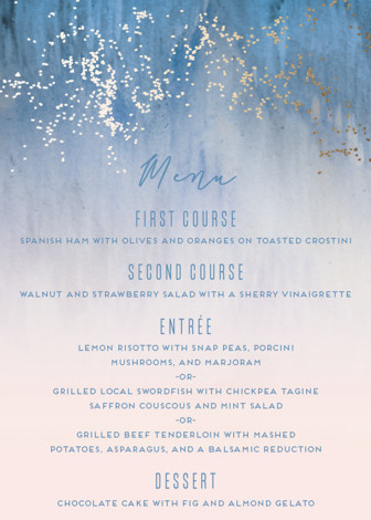 Midsummer Night Foil-Pressed Menus by Kaydi Bishop | Minted