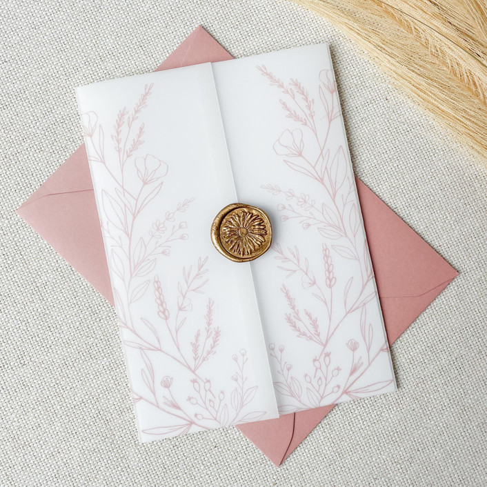 Botanical Florals Vellum Jacket | Set of 10 | Neutral & Pink Color ...