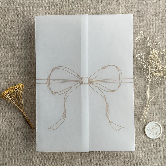 Cashmere ribbon bow printed vellum wrap for 5x7 card | pack of 10 ...