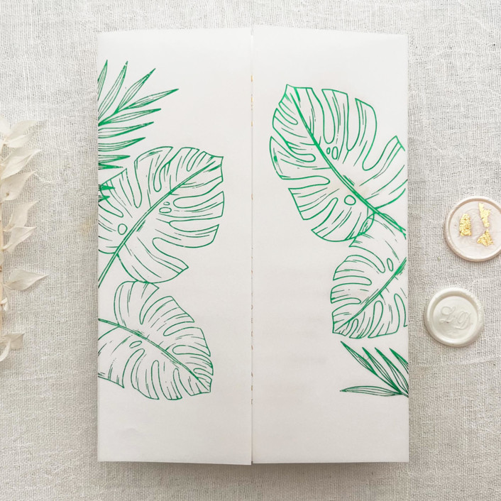 Green Foil, Tropical Real Greenery Vellum Wraps for 5x7 Card, Set of 10 ...